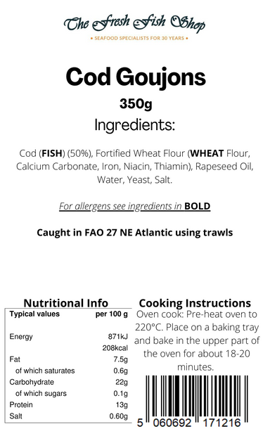 Frozen Breaded Cod Goujons (350g) | Serves 2-3 | The Fresh Fish Shop UK
